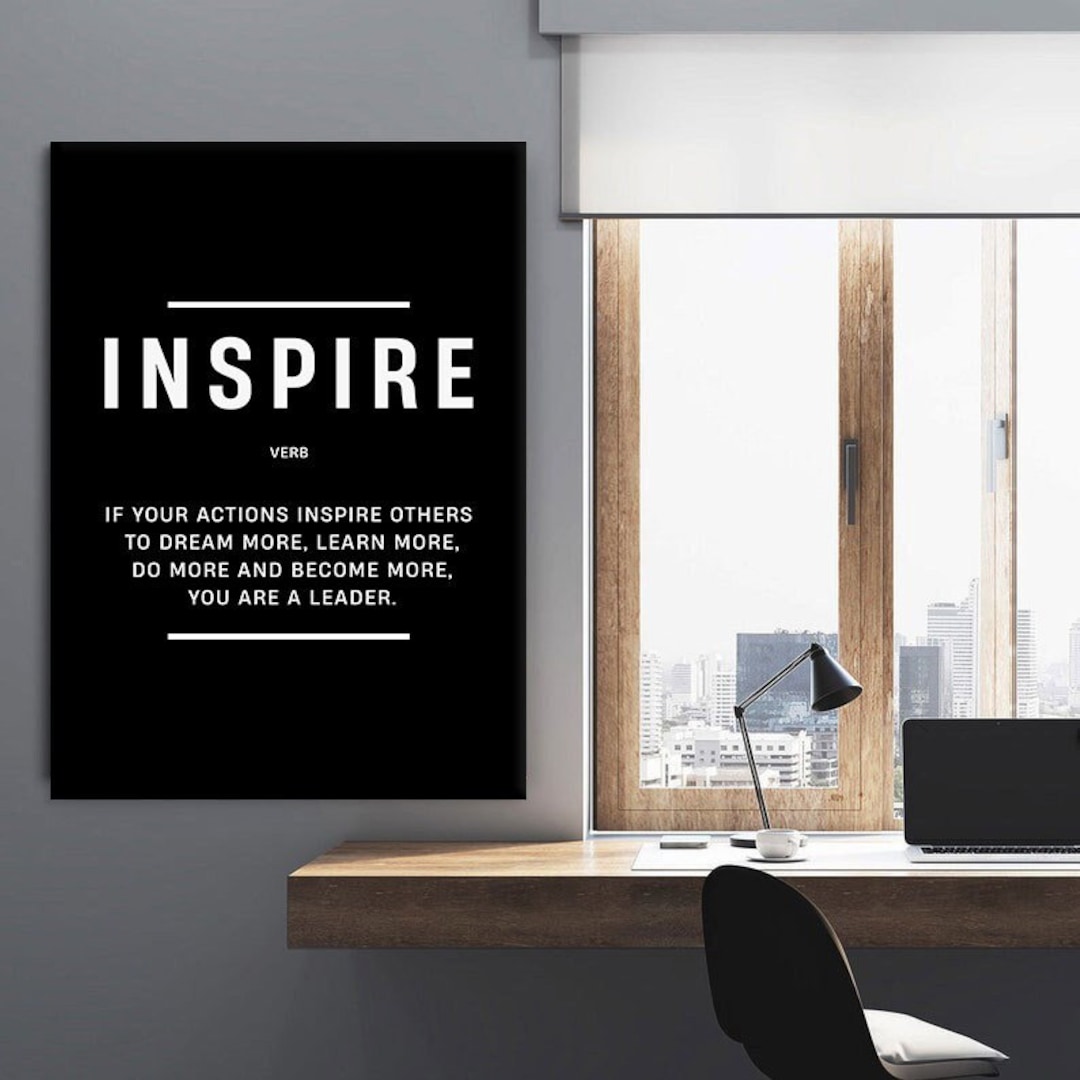 Inspire Definition Inspirational Wall Art Leader Office Decor Black ...