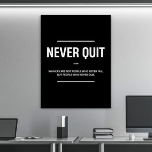 Never Quit Motivational Wall Art Quotes Definition Prints for Office ...