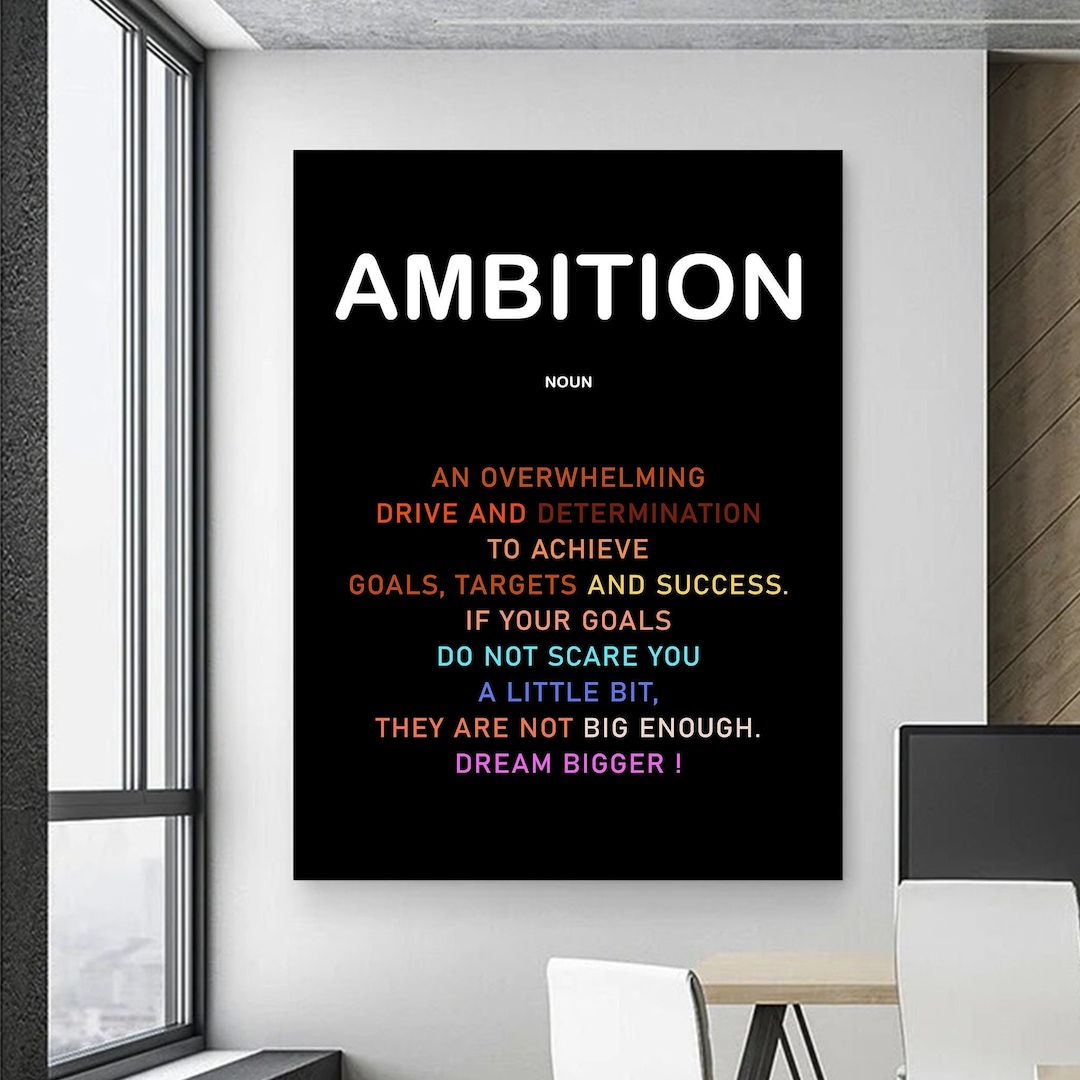 Ambition Poster Inspirational Quotes Prints Modern Office Decor ...