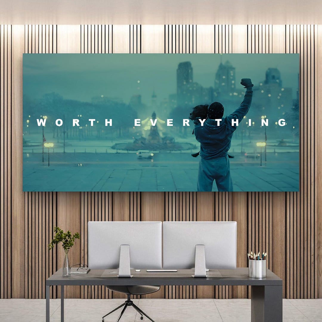 Boxing Motivational Canvas Wall Art Worth Everything Modern Success ...