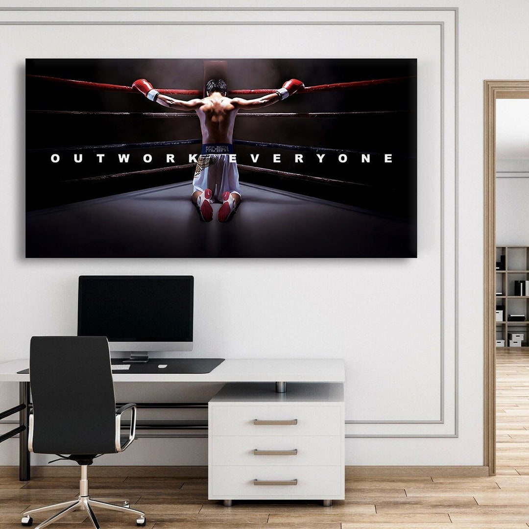 Outwork Everyone Motivational Quote Wall Art Office Decor, Boxing Wall ...
