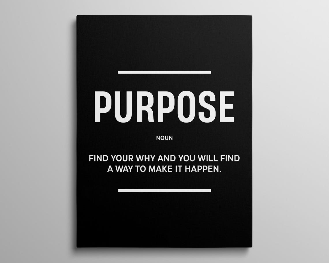 Purpose Definition Poster Inspirational Canvas for Office Wall Art ...