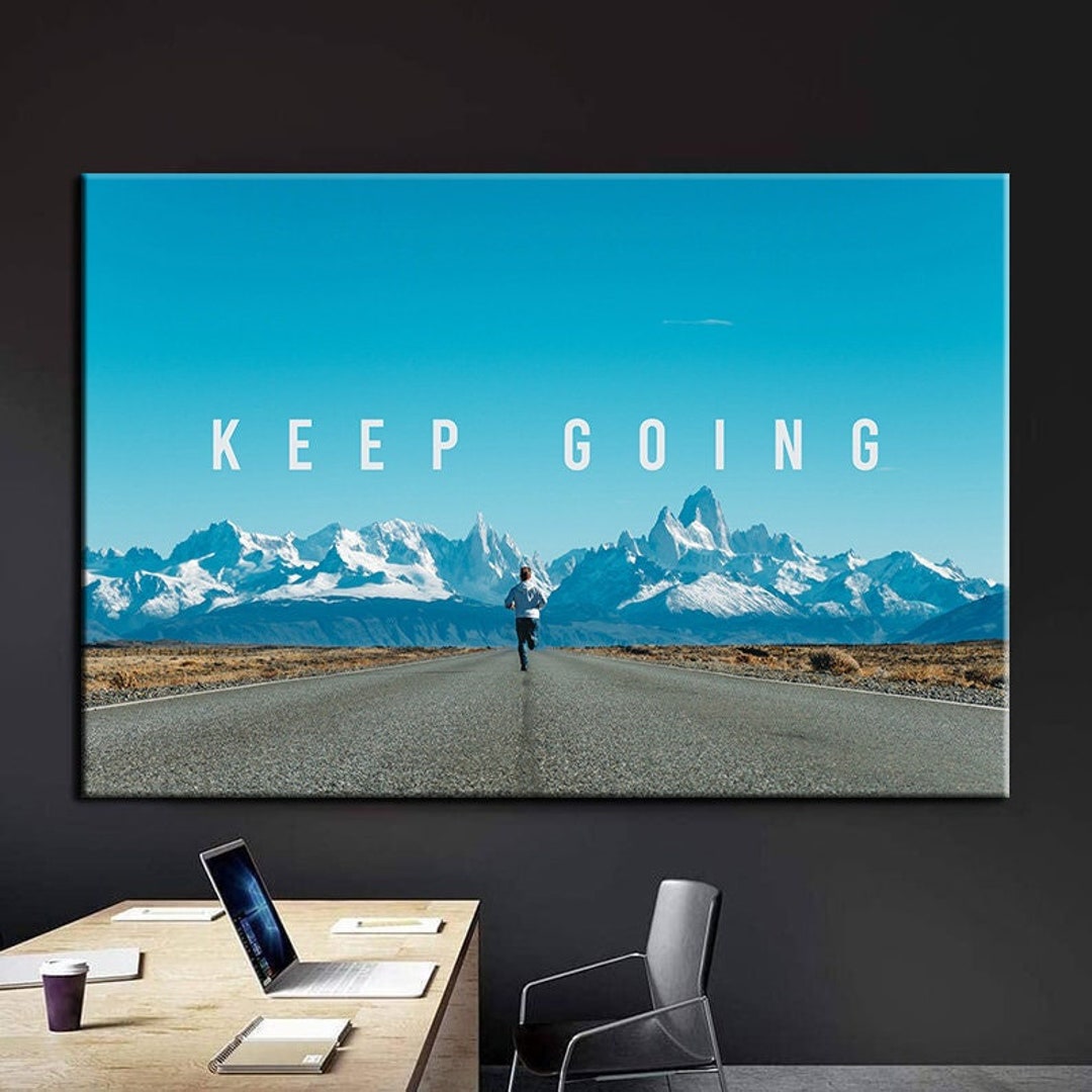 Keep Going Motivational Quote Wall Art Success Canvas Print - Etsy