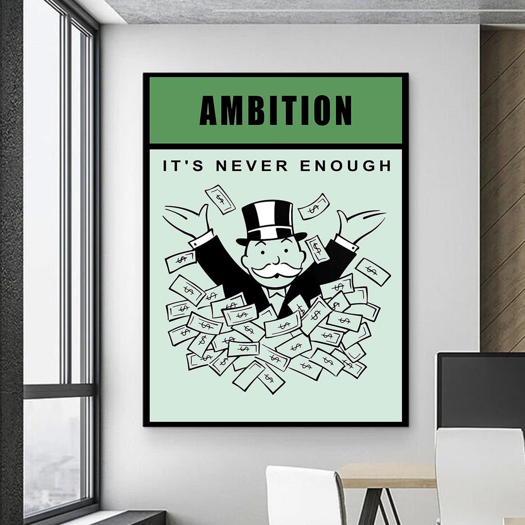 Ambition Poster Motivational Money Wall Art Home Office Prints Ambition ...