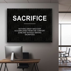 Sacrifice Prints Motivational Quote Canvas for Office Wall Art ...