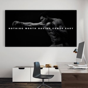 Muhammad Ali Wall Art Motivational Quote Landscape Canvas Modern Office ...