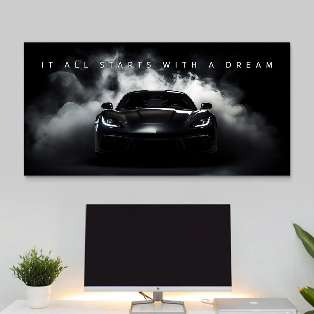 It All Starts With A Dream Wall Art Motivational Cars Poster Super Car ...