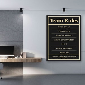 Team Rules Wall Art Modern Office Decor Leadership Quote Print ...