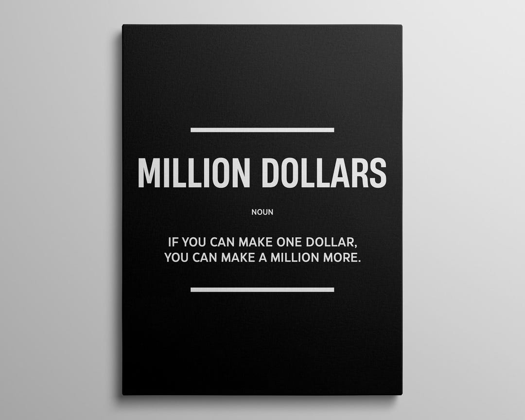 Million Dollars Poster Motivational Definition Canvas for Office Wall ...