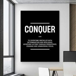 Conquer Poster Motivational Canvas Prints for Office Wall Decor Conquer ...