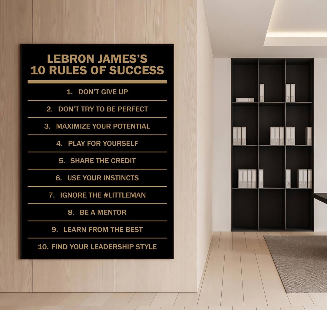 Lebron James Wall Art 10 Rules of Success Poster Motivational Canvas ...