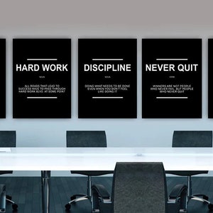 5 Piece Wall Art Motivational Canvas Office Decor Definition Bundle ...