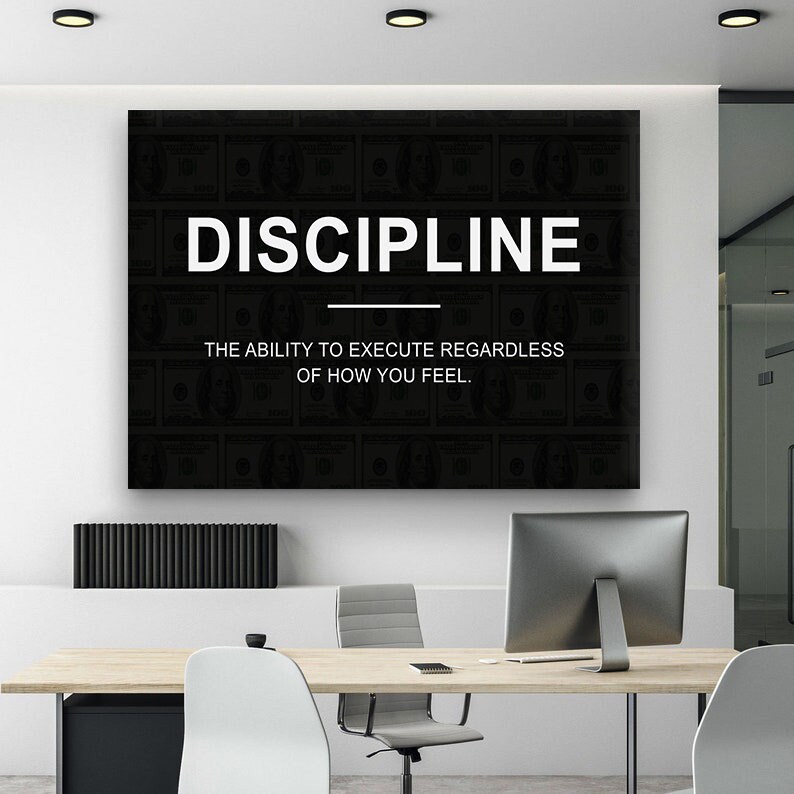 Discipline Quote Motivational Wall Art Office Sign Decor - Etsy