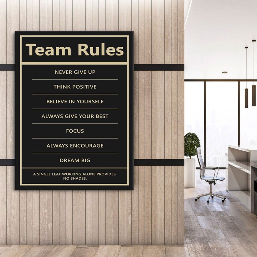 Team Rules Wall Art Modern Office Decor Leadership Quote Print ...