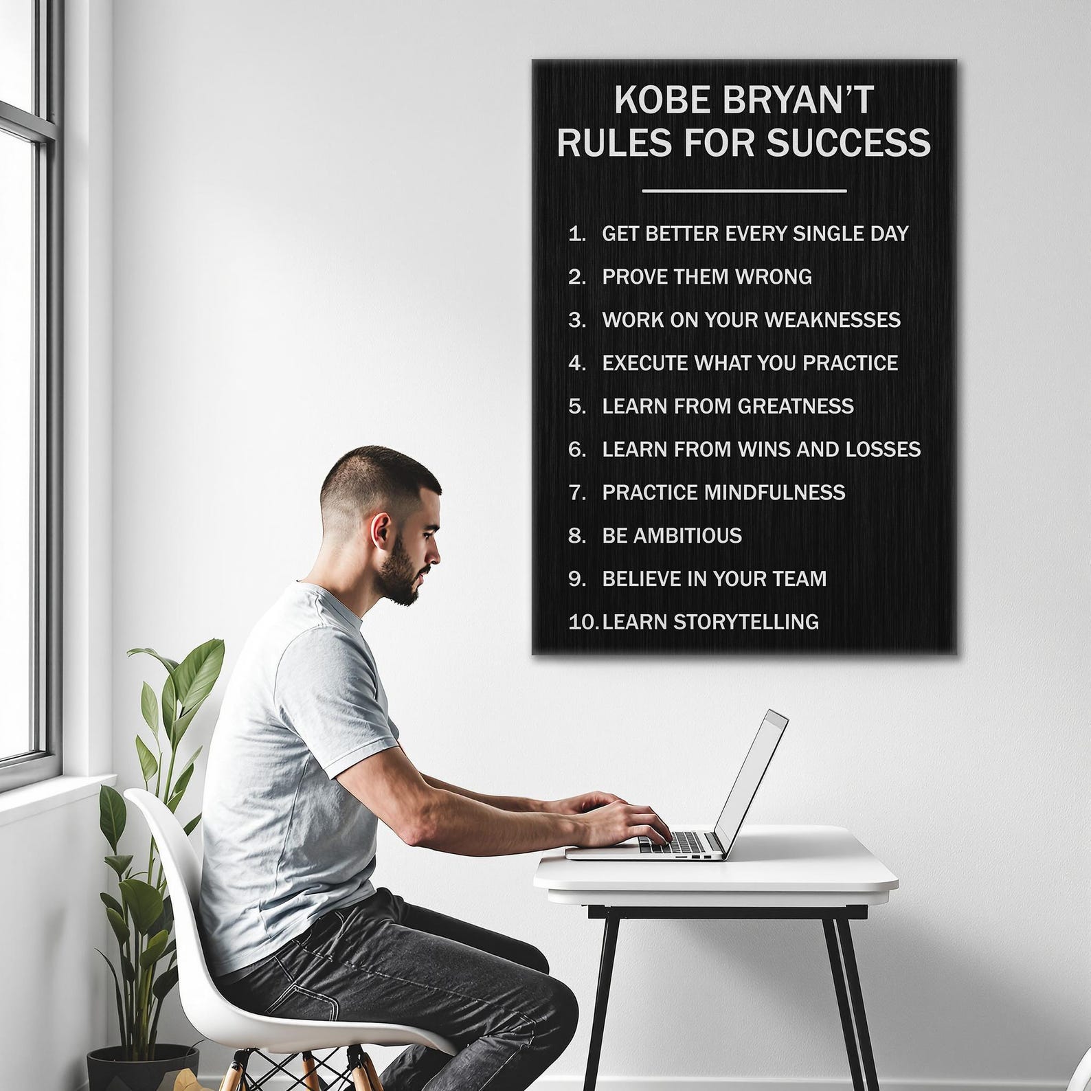 Kobe Bryant Rules of Success Poster Motivational Canvas for Boys Room ...