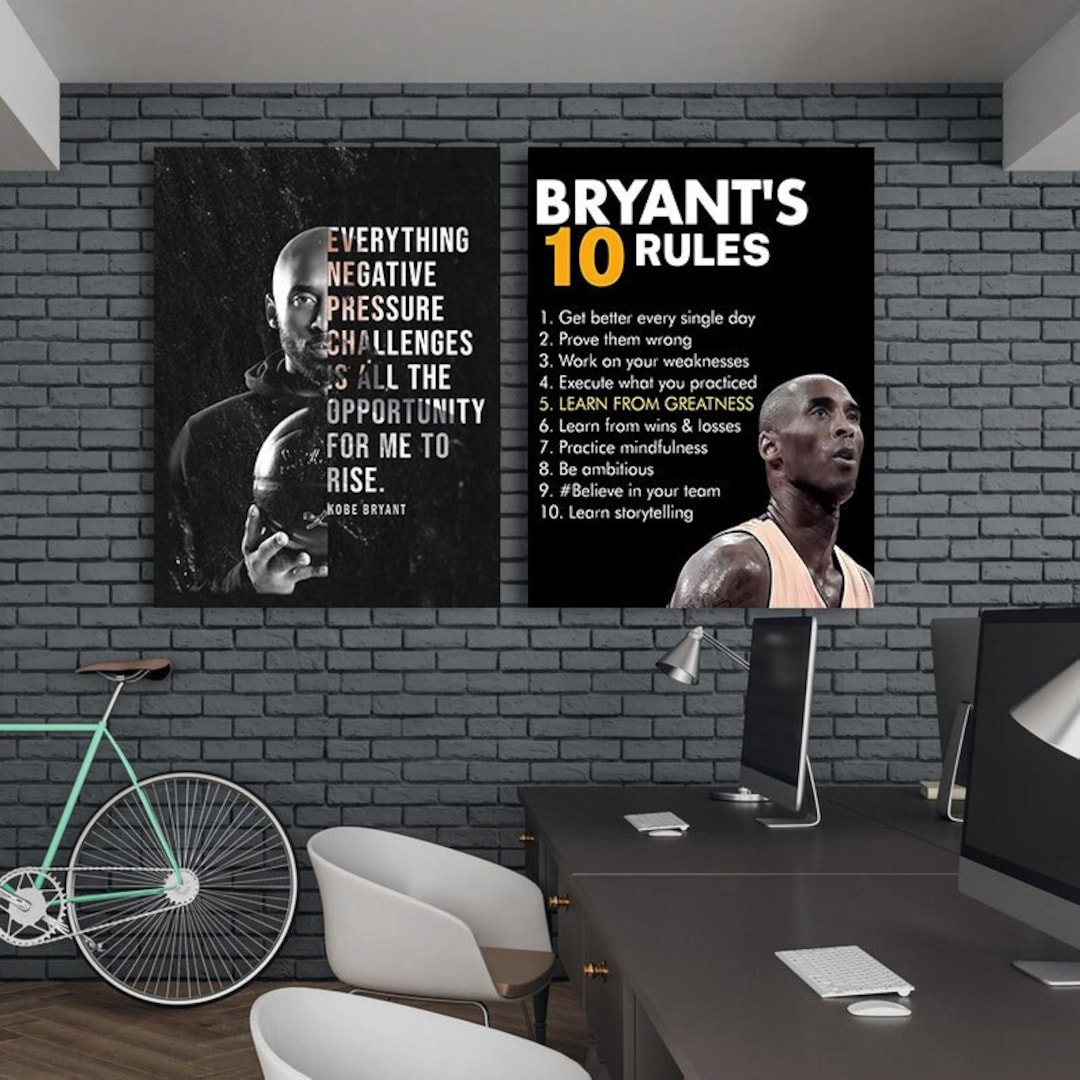 Kobe Bryant Wall Art 2 Pieces Office Bundle Decor Motivational Quote ...