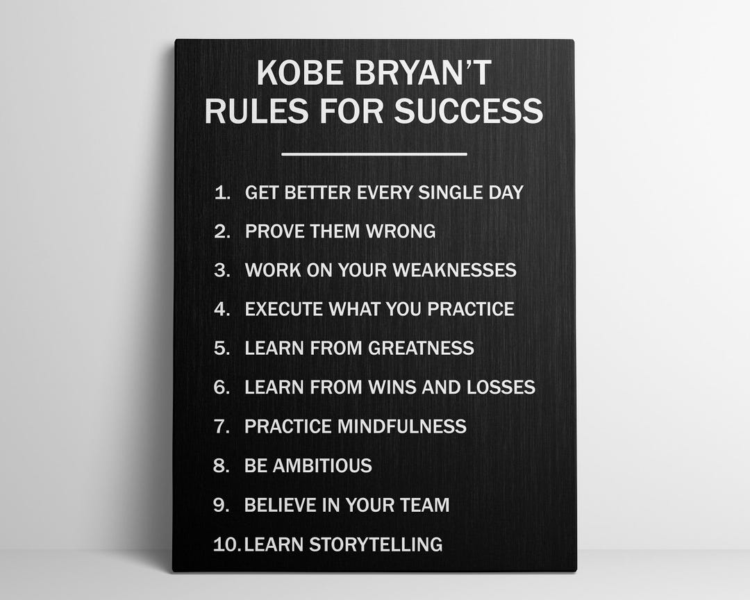 Kobe Bryant Rules of Success Poster Motivational Canvas for Boys Room ...