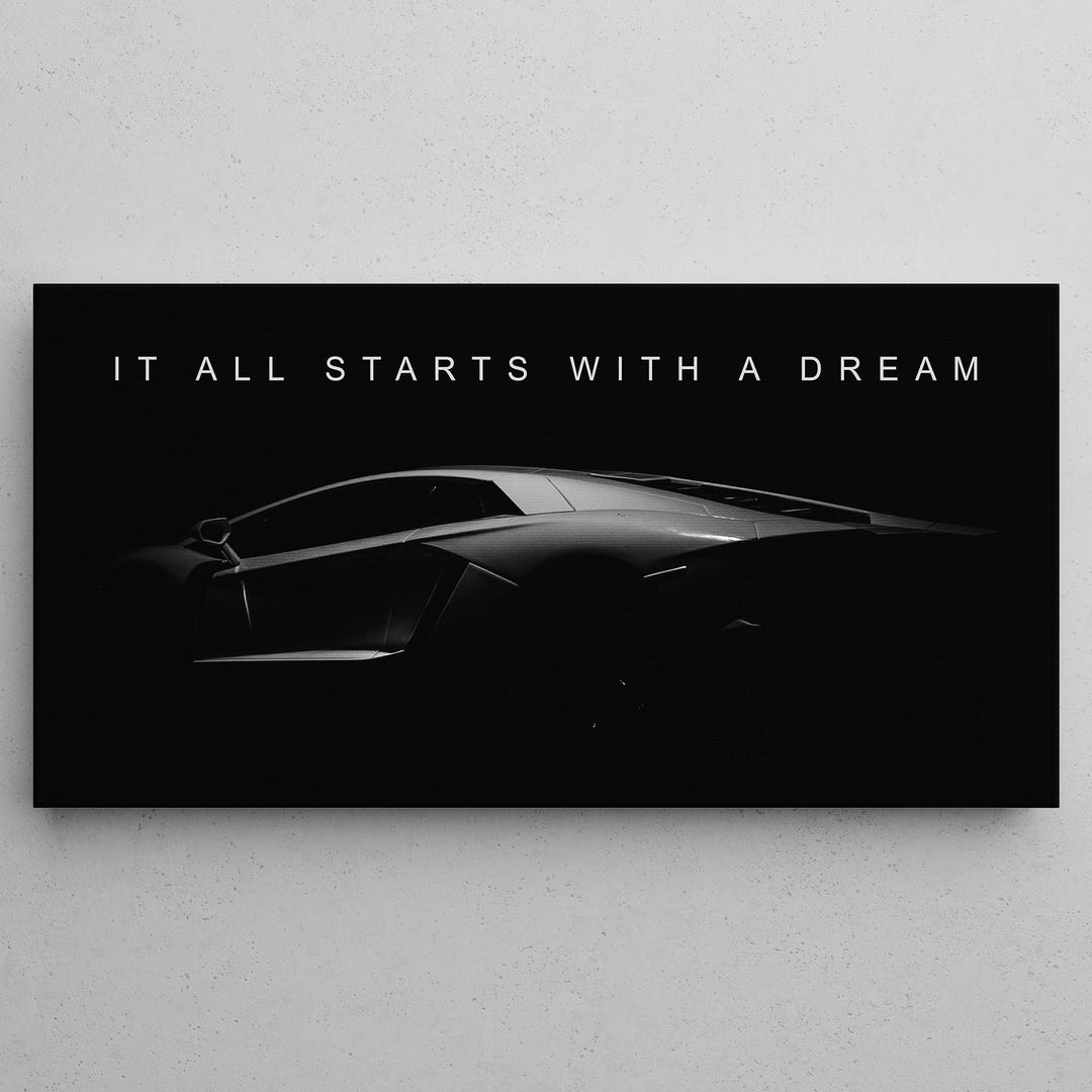 Motivational Lamborghini Wall Art Dreams Quotes Poster Inspiring Super ...