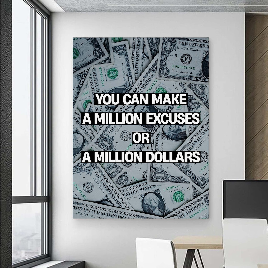 1 Million Dollars Wall Art Motivational Quotes Canvas for Office Decor ...