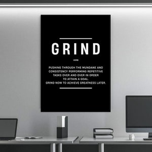 Motivational Grind Poster Inspiring Entrepreneur Office Wall Art for ...