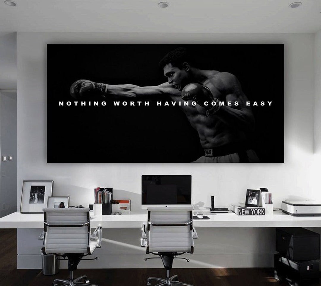Muhammad Ali Wall Art Motivational Quote Landscape Canvas Modern Office ...