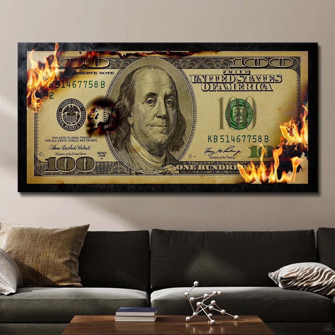 100 Dollars Bill Poster Money Motivational Wall Art for Office Decor ...