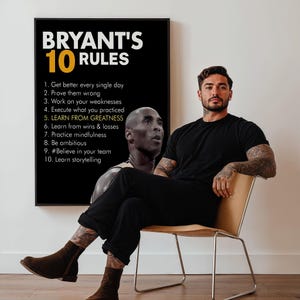 Kobe Bryant Poster 10 Rules of Success Wall Art Motivational Decor ...