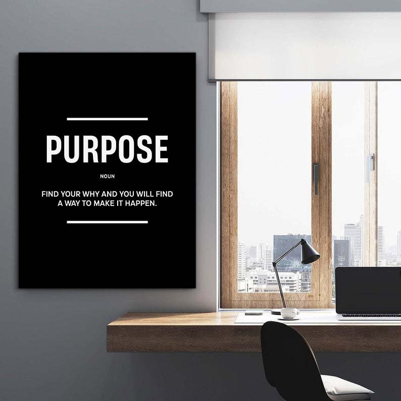 Purpose Definition Poster Inspirational Canvas for Office Wall Art ...