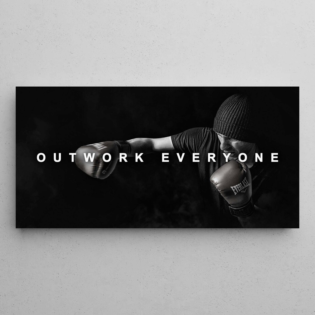 Outwork Everyone Motivational Canvas Wall Art for Gym Decor Boxing ...