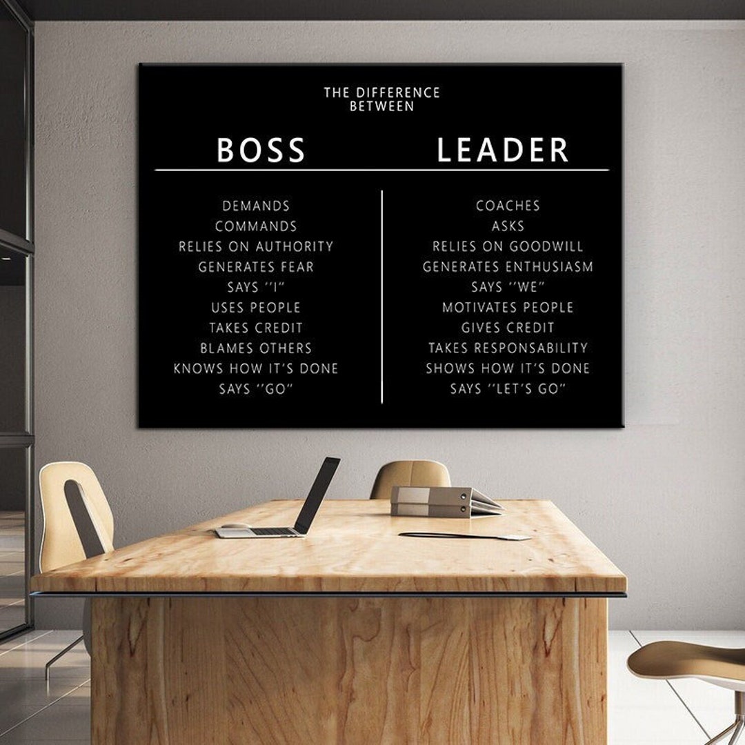 The Difference Between Boss Leader Wall Art Office Decor Motivational ...