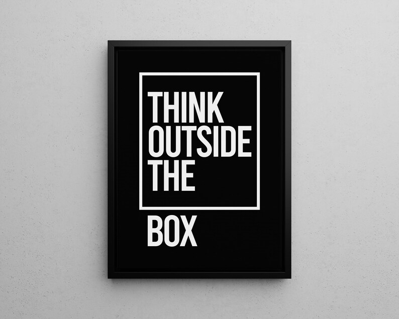 Think Outside the Box Canvas Print, Inspirational Quote Wall Art for ...