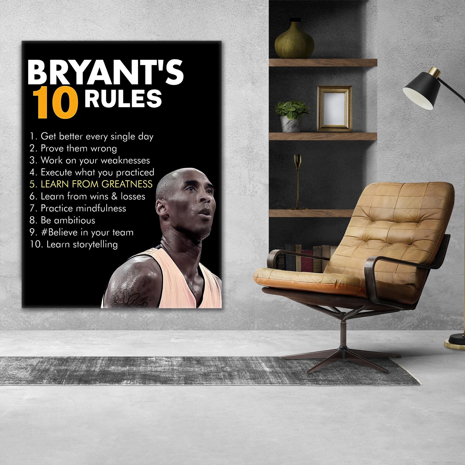 Kobe Bryant Poster 10 Rules of Success Wall Art Motivational Decor ...