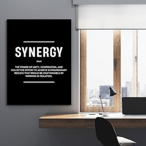Synergy Definition Office Decor Teamwork Canvas Motivational Wall Art ...