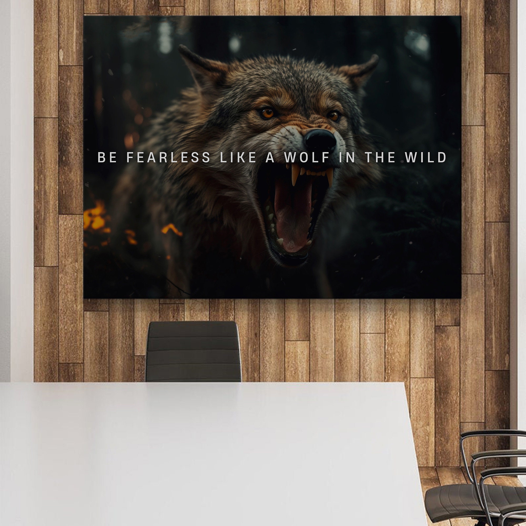 Motivational Wolf Wall Art Wild Animal Poster Home Office Decor ...
