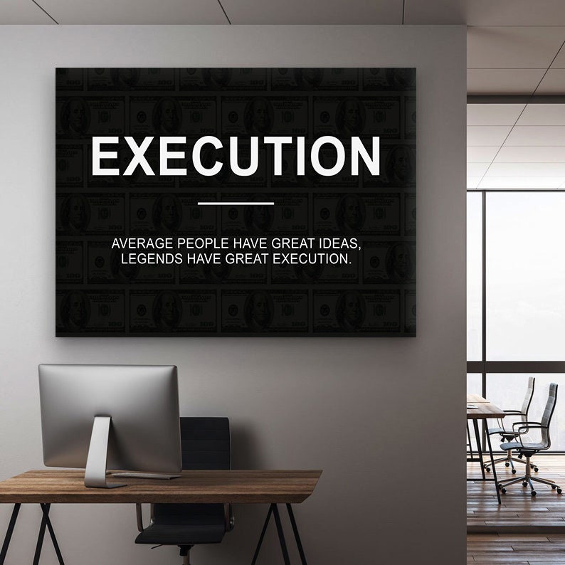 Execution Definition Wall Art Office Decor, Motivational Wall Art Quote ...