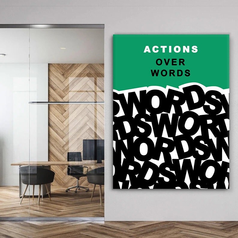 Actions Over Words Motivational Wall Art Success Quote Decor - Etsy