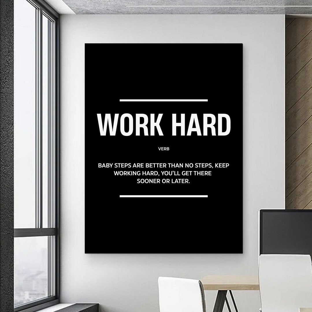 Work Hard Canvas Motivational Wall Art for Office Decor Hustle Harder ...