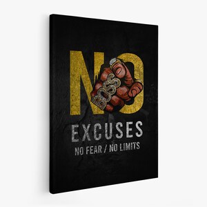 No Excuses Motivational Quotes Wall Art Boss Canvas Modern Home Office ...