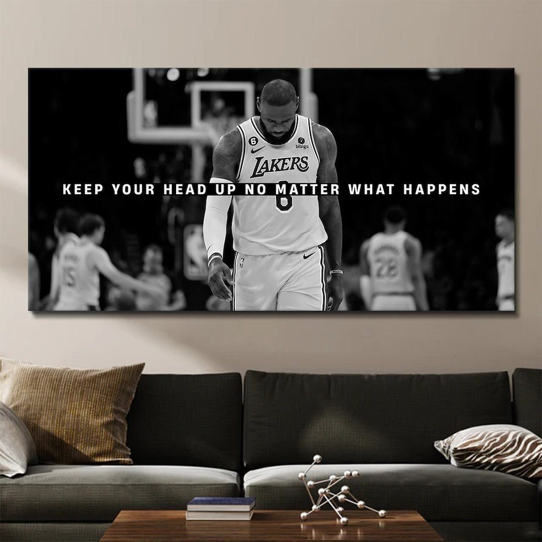 Lebron James Wall Art Black and White Basketball Canvas for Boys Dorm ...