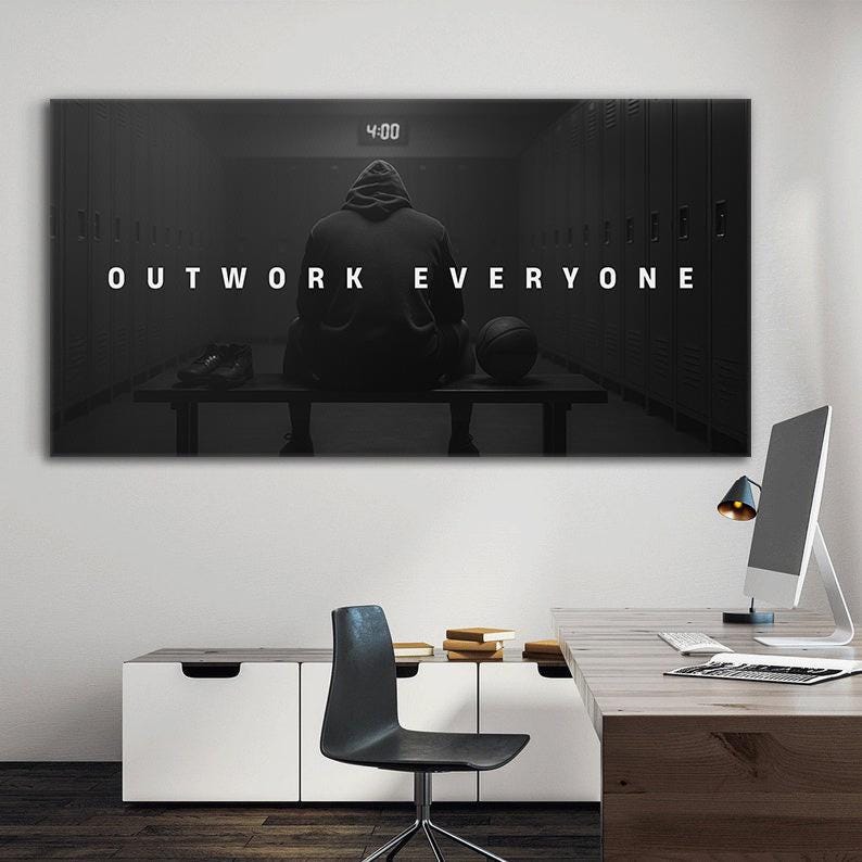 Outwork Everyone Motivational Basketball Wall Art for Teen Boys Room ...