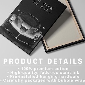 No Risk No Rari Wall Art Motivational Canvas for Office Decor Sport Car ...