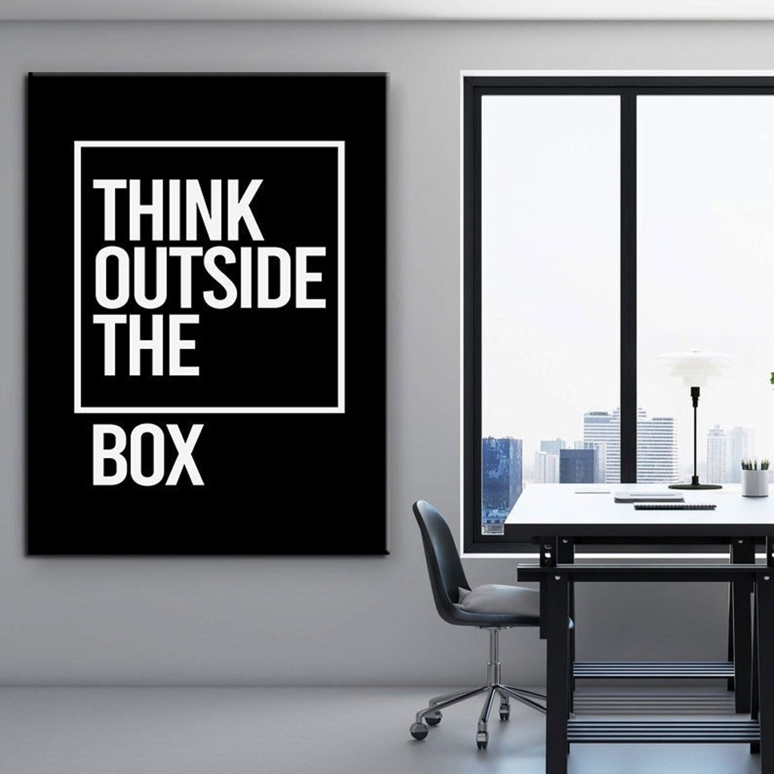 Think Outside the Box Poster Inspirational Wall Art Home Office Quote ...
