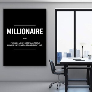 Millionaire Poster Motivational Entrepreneur Office Wall Art ...