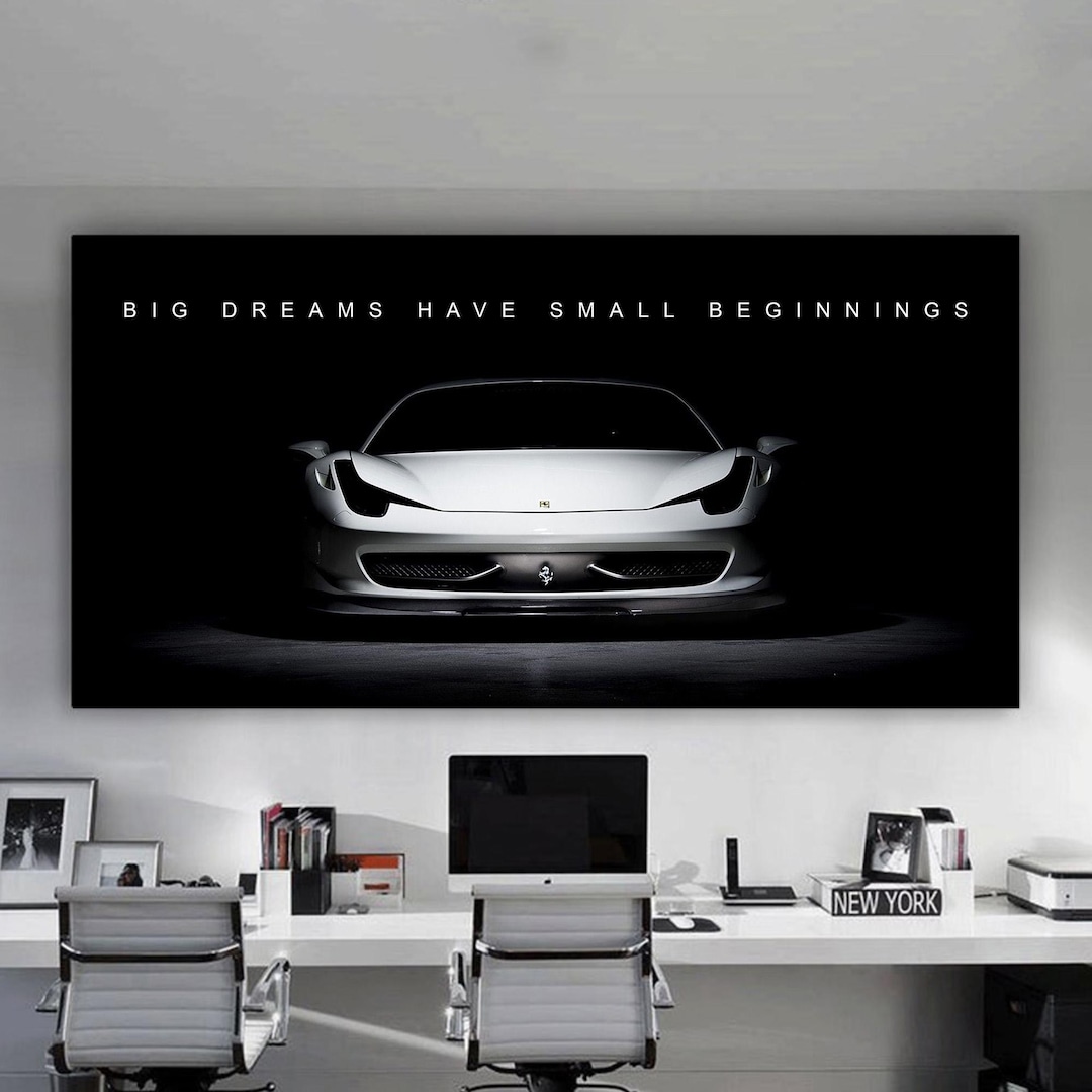 Ferrari Wall Art Dreams Quotes Canvas Motivational Wall Art for ...