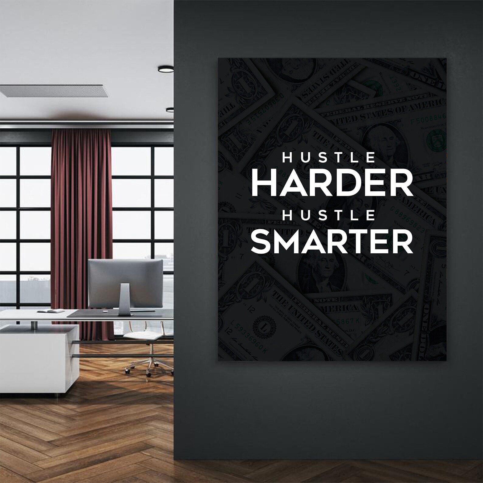 Hustle Motivational Wall Decor Canvas Office Art Entrepreneur | Etsy