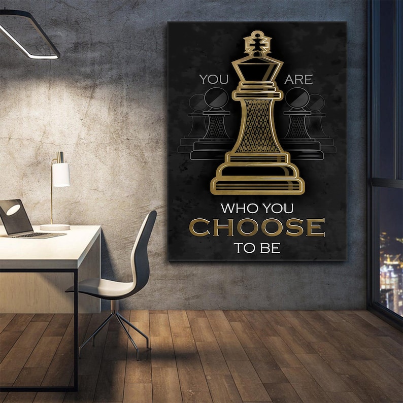 Chess King Canvas Inspirational Quotes Wall Art for Office Decor ...