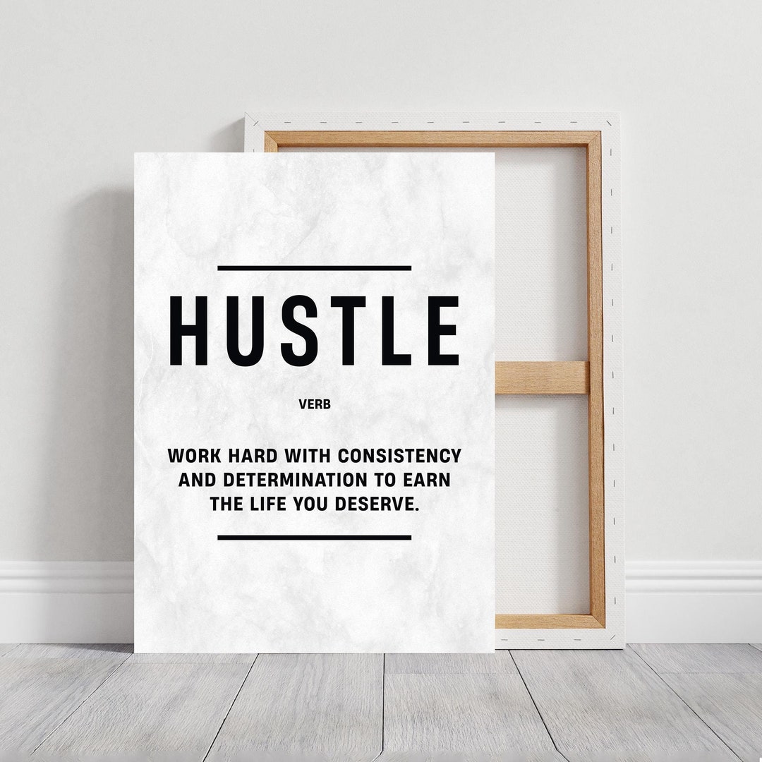Hustle Wall Art Motivational Canvas for Entrepreneur Office Decor ...