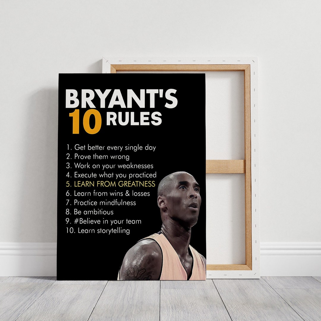 Kobe Bryant Poster 10 Rules of Success Wall Art Motivational Decor ...