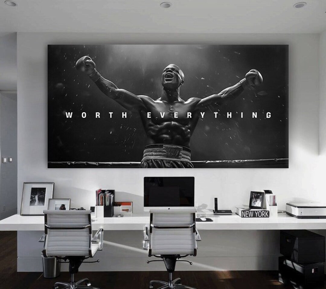 Boxing Motivational Wall Art Worth Everything Inspirational Quote ...