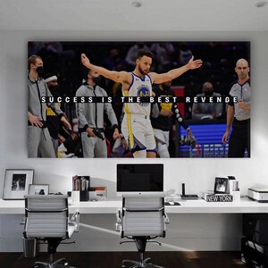 Steph Curry Wall Art Success Quotes Poster for Office Decor Basketball ...